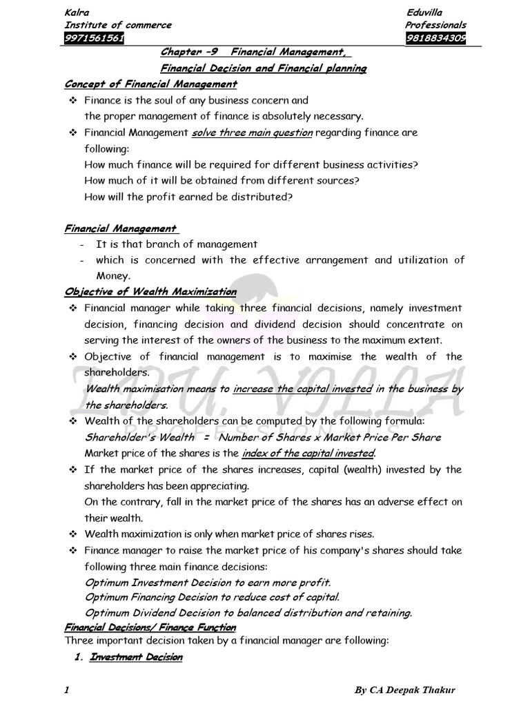 9 Financial Management | PDF | Dividend | Financial Capital