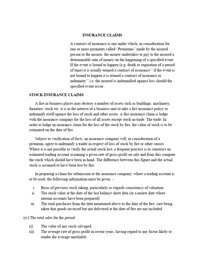 INSURANCE CLAIMS | PDF