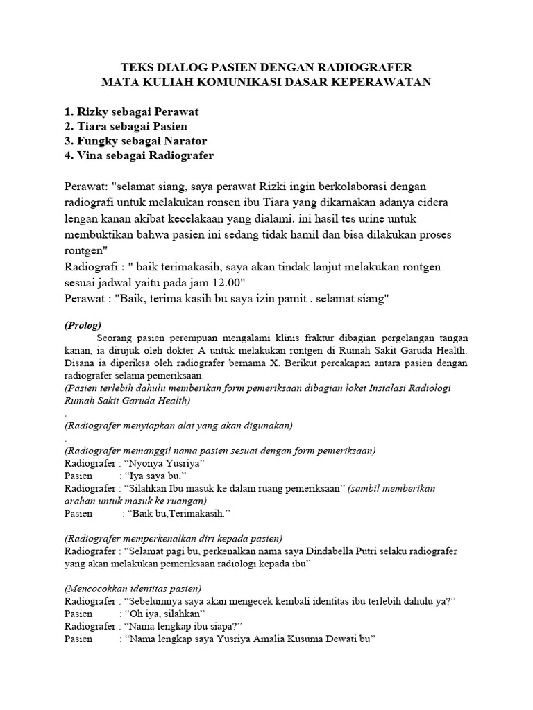 Dialog Rontgen Pasien dan Radiografer | PDF