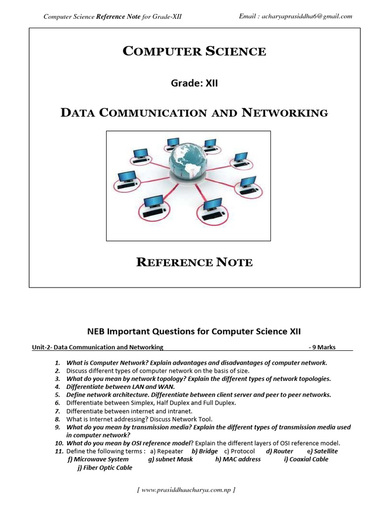 NEB Class 12 Computer Data Communication and Networking Notes ... NEB Class 12 Computer Data Communication and Networking Notes ...