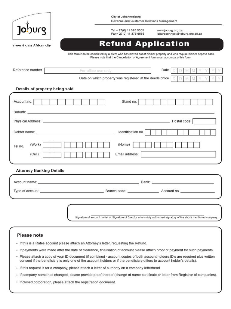 Refund Application Form | PDF | Signature | Identity Document