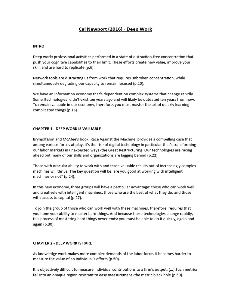 Deep Work: Strategies for Focused Success | PDF | Disciplines | Cognition