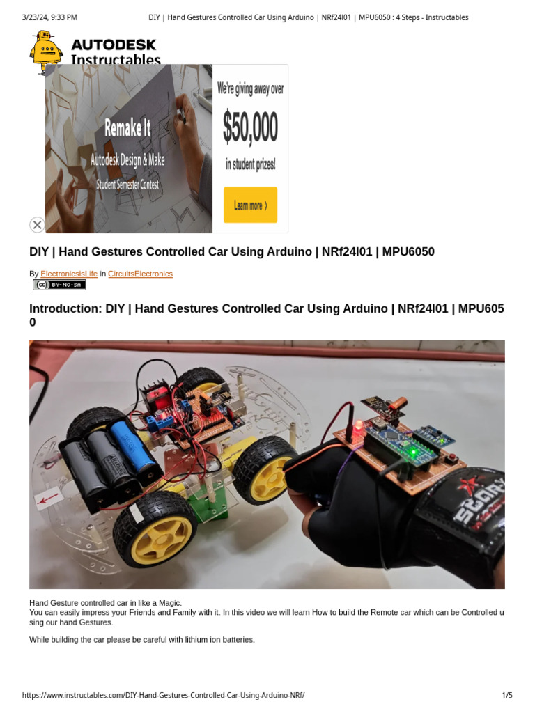 DIY - Hand Gestures Controlled Car Using Arduino - NRf24l01 - MPU6050 - 4 Steps - Instructables ...