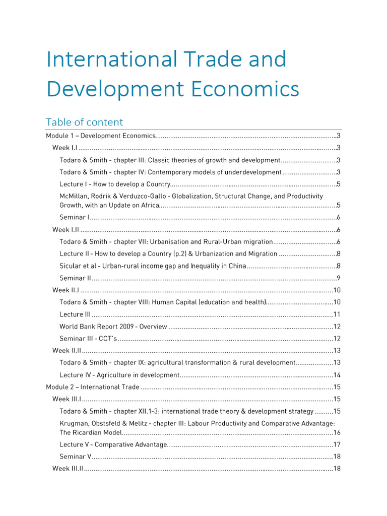 International Trade and Development Economics | PDF | World Economy ...