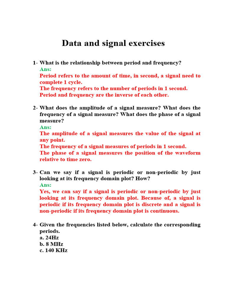 chapter 3 exercises | PDF | Amplitude | Frequency