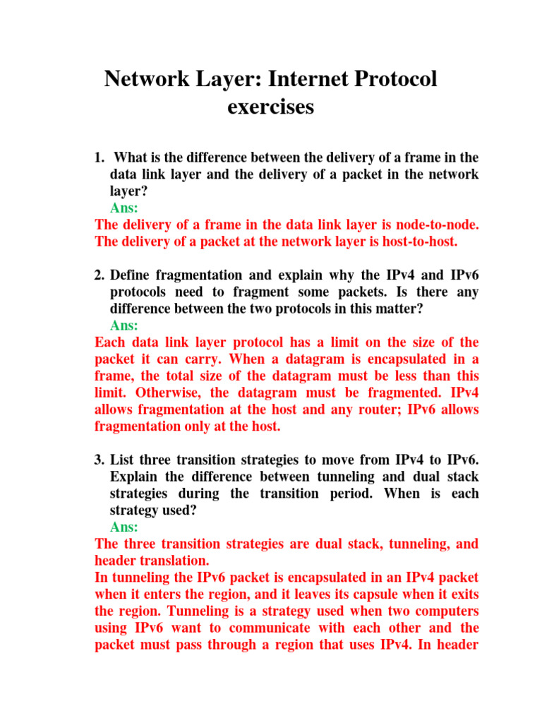 Chapter 8 Exercises | PDF | I Pv6 | Internet Protocols
