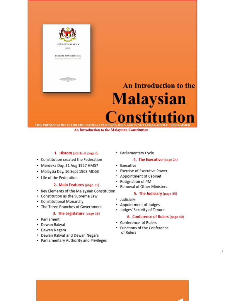 CHAPTER 1 Introduction To The Malaysian Constitution | PDF CHAPTER 1 Introduction To The Malaysian Constitution | PDF