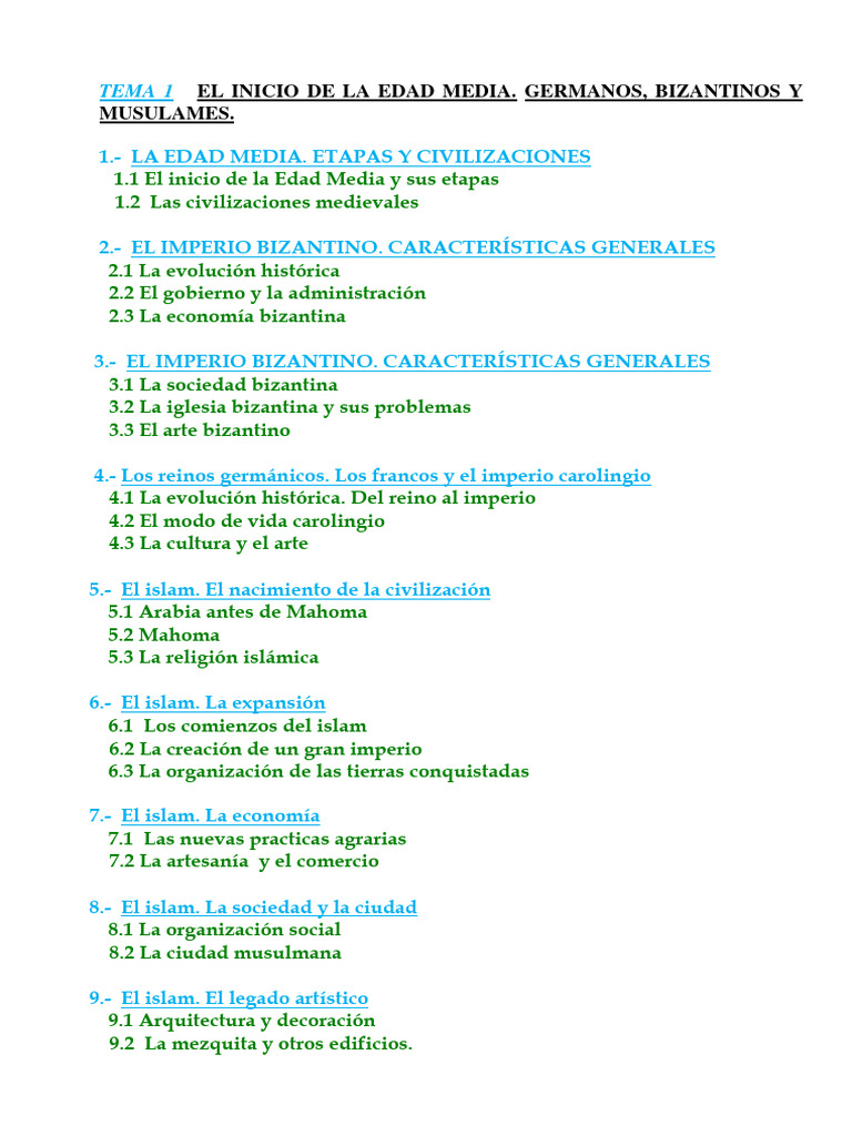Tema-1 El Inicio de La Edad Media. Germanos y Bizantinos | PDF