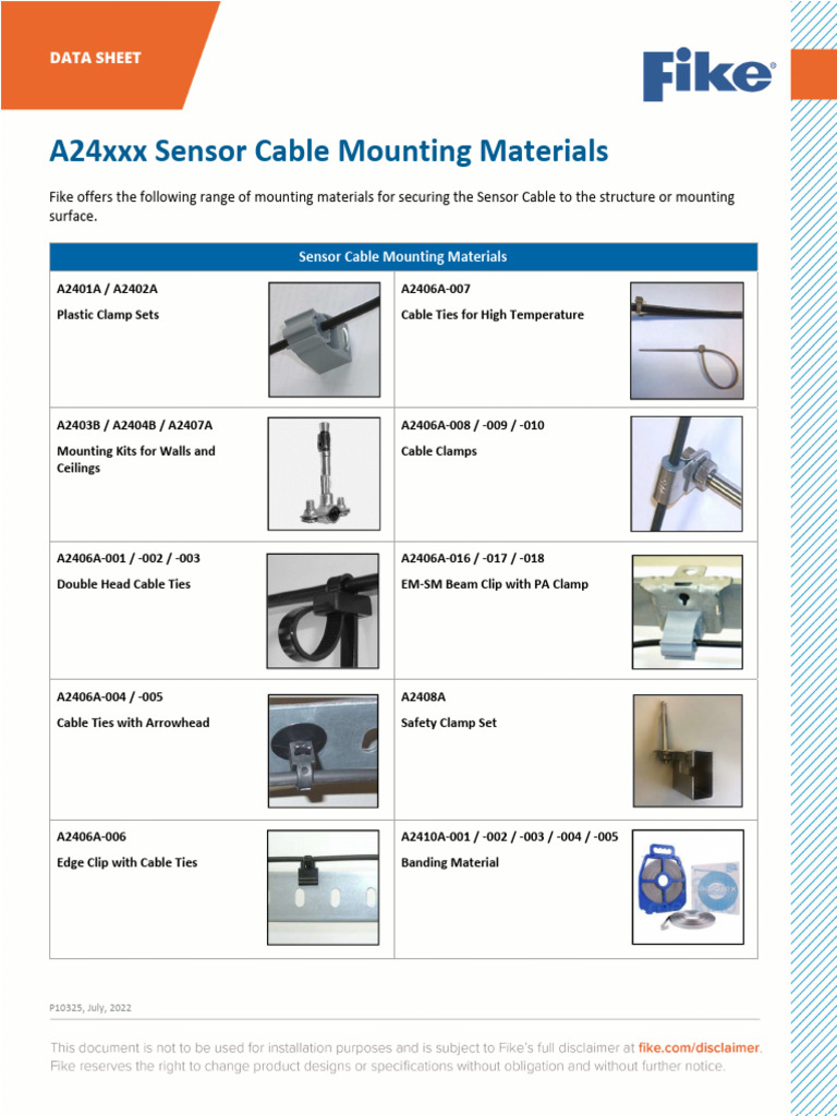 Fike Fiber LHD Cable Mounting Brackets | PDF | Corrosion | Stainless Steel