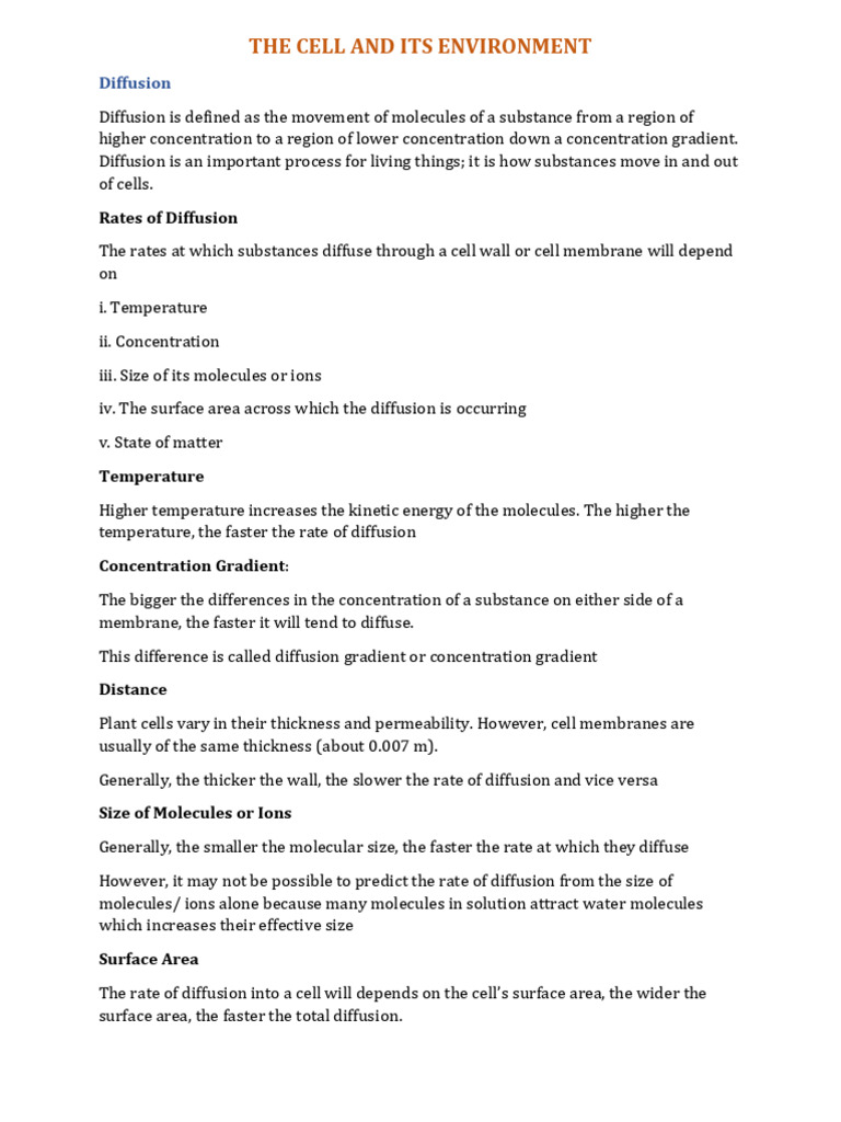 1.1.10 THE CELL AND ITS ENVIRONMENT | PDF