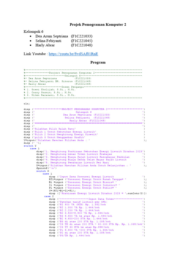 Kelompok 6 - Projek 2 Pemograman Komputer | PDF