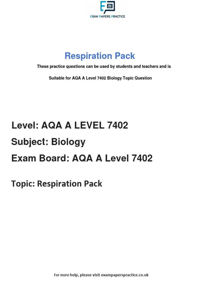 AQA A Level Biology: Respiration Practice | PDF | Mitochondrion ...