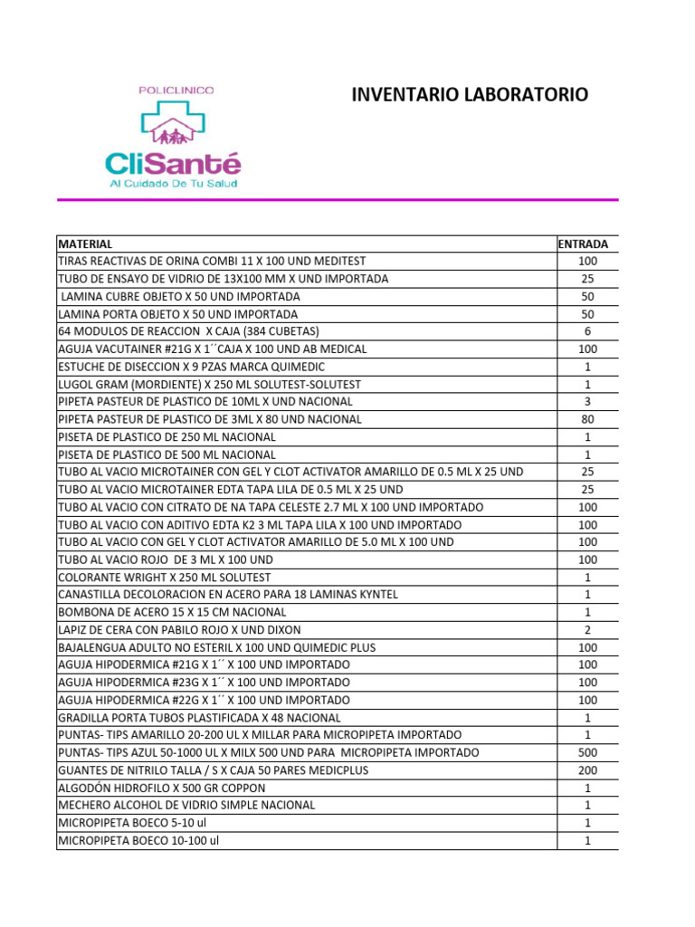 Inventario Completo de Laboratorio | PDF | Compuestos químicos | Sustancias químicas