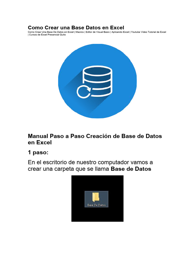 Como Crear Una Base Datos en Excel | PDF | Macro (informática ...