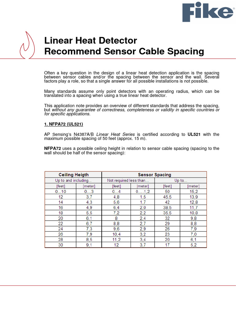 Linear Heat Detector Recommended Spacing - 2019-05-06 | PDF ...