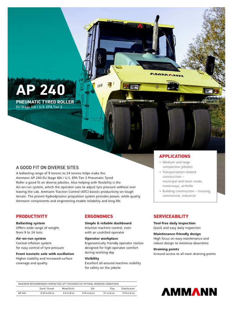 Ammann AP240 EN 0322 MSS 1183 02 EN | PDF | Brake | Tire