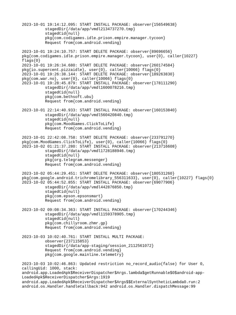 App Install and Delete Log 2023 | PDF | Android (Operating System) | Mobile Computers