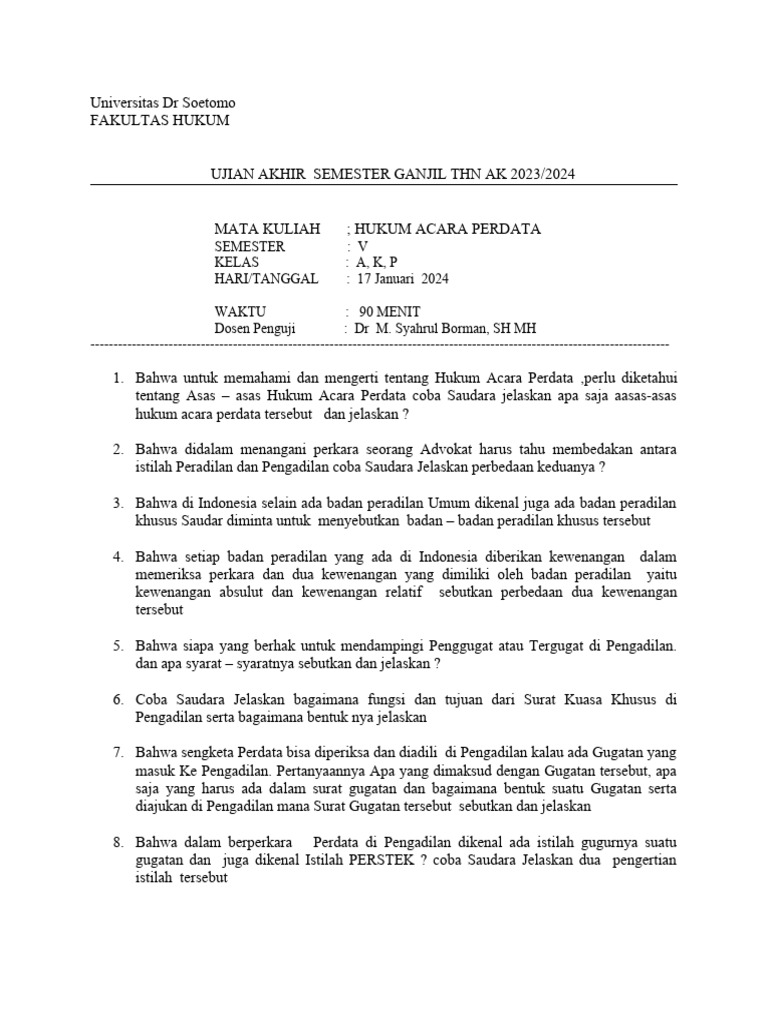 Uas Hukum Acara Perdata Dinata Eskanda | PDF
