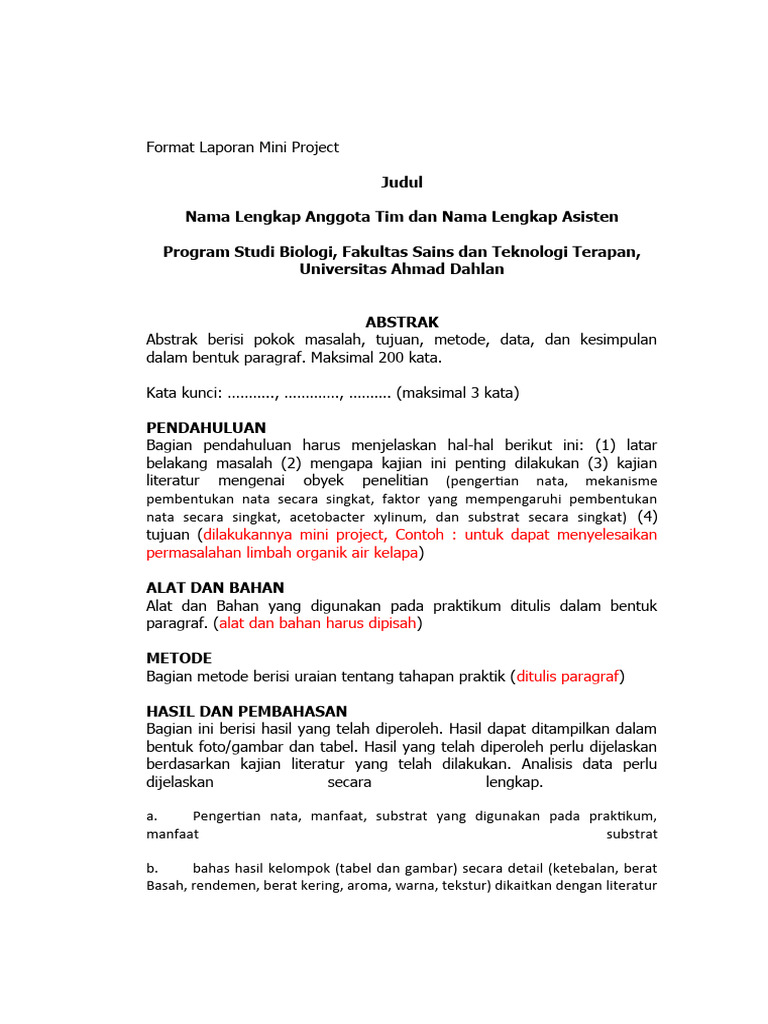 Format Laporan dan PPT Mini Project | PDF