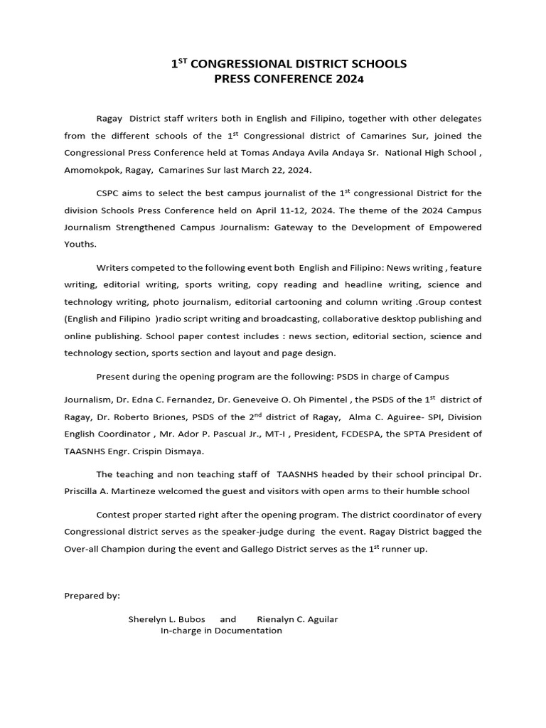 1ST Congressional District Schools Presscon | PDF