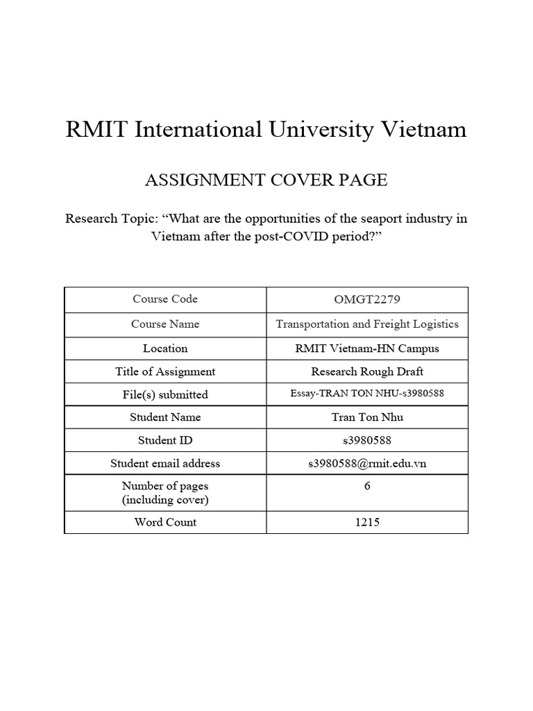 Essay RMIT | PDF | Logistics | Vietnam