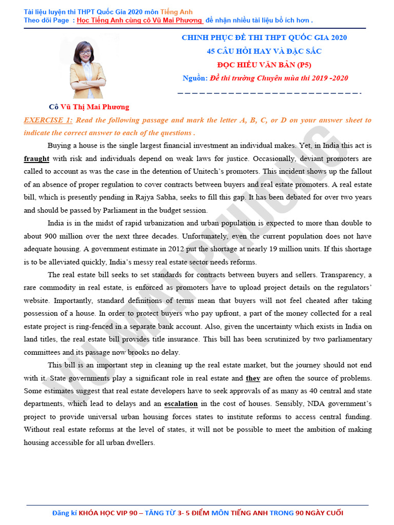 Câu Hỏi ĐỌC HIỂU FULL Lời Giải Chi Tiết (Phần 5) | PDF | World Wide Web | Internet & Web