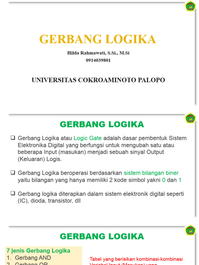Jenis dan Fungsi Gerbang Logika | PDF