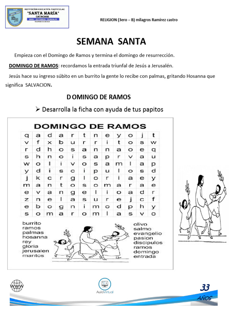 Religion Fichas de 3ro B Primaria | PDF