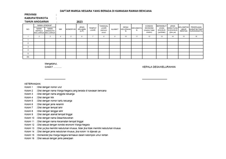 Form Permintaan Data Penduduk 2023 | PDF