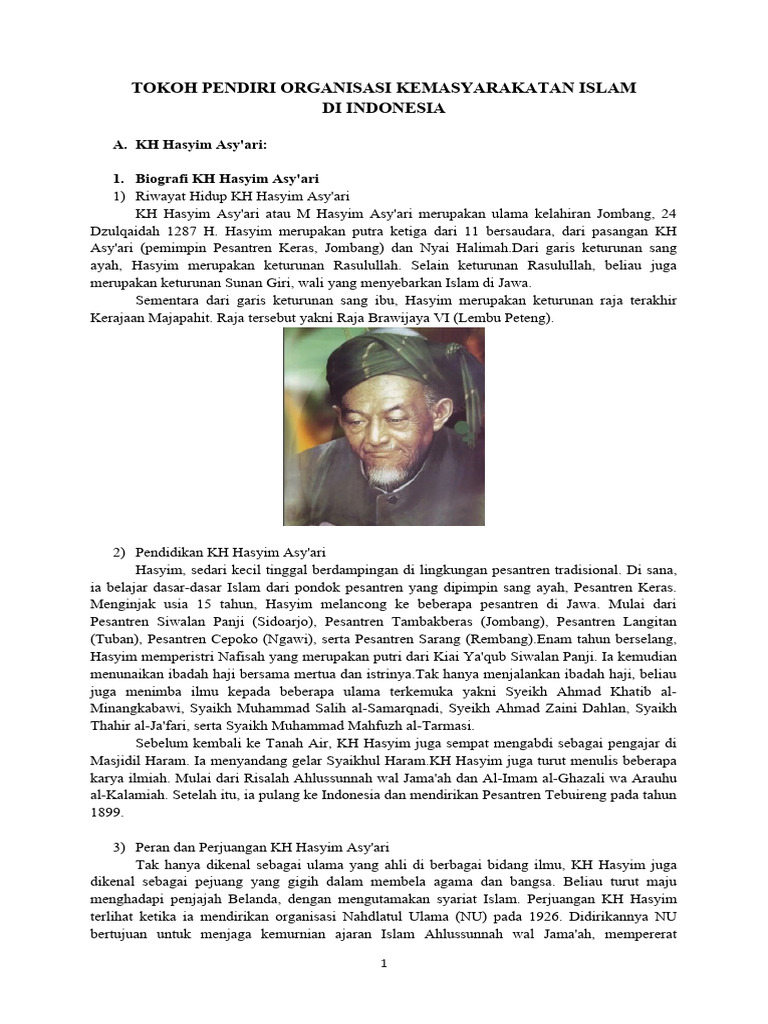 Tokoh Pendiri Organisasi Kemasyarakatan Islam | PDF | Agama & Spiritualitas