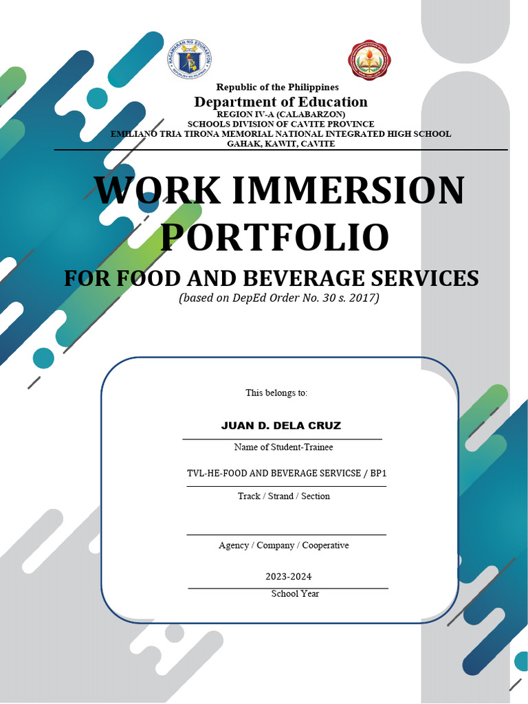 Work Immersion Portfolio Based On Deped-Bp-Template | PDF | Job ...