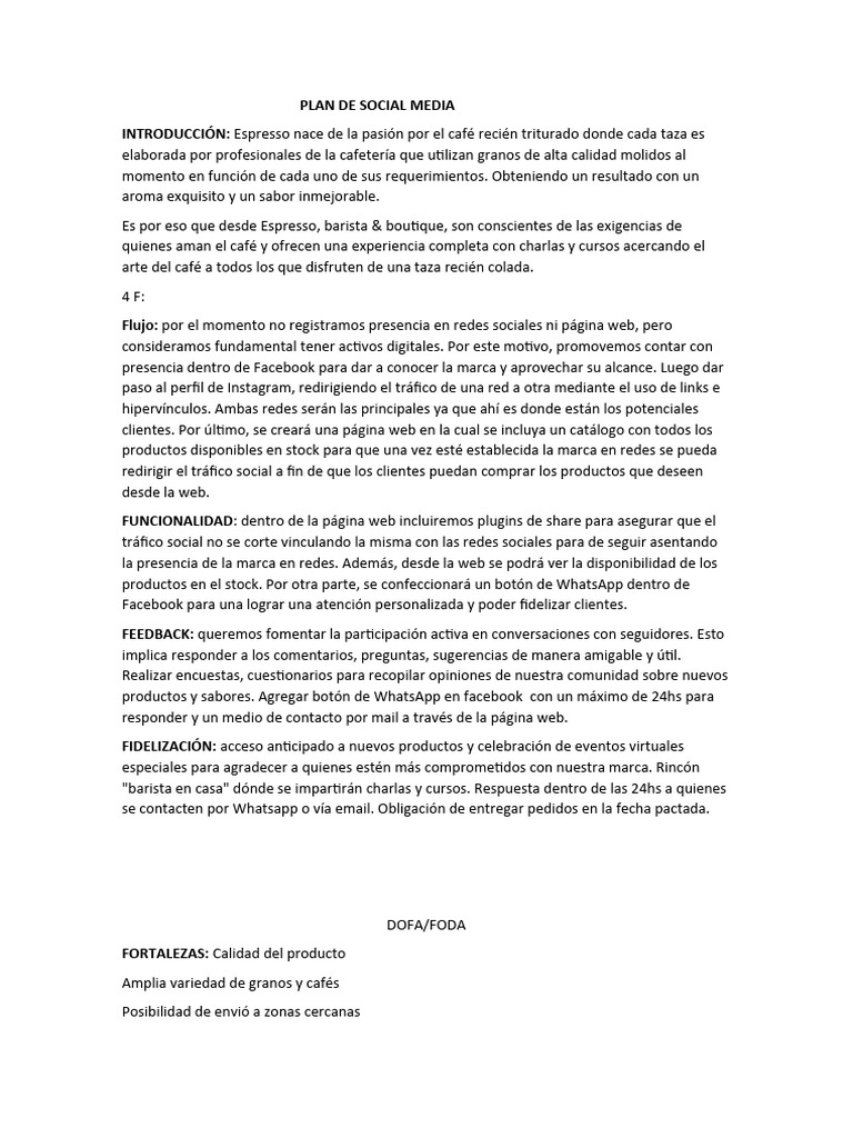 Estrategia de Social Media para Espresso | PDF | Facebook | café