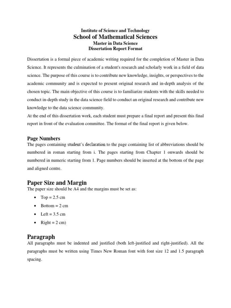 Dissertation Report Formatting Guidelines | PDF | Thesis | Paragraph