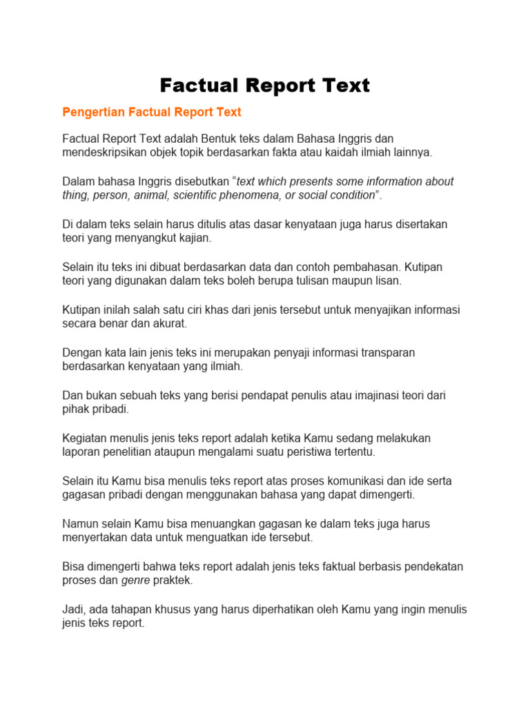 Factual Report Text | PDF