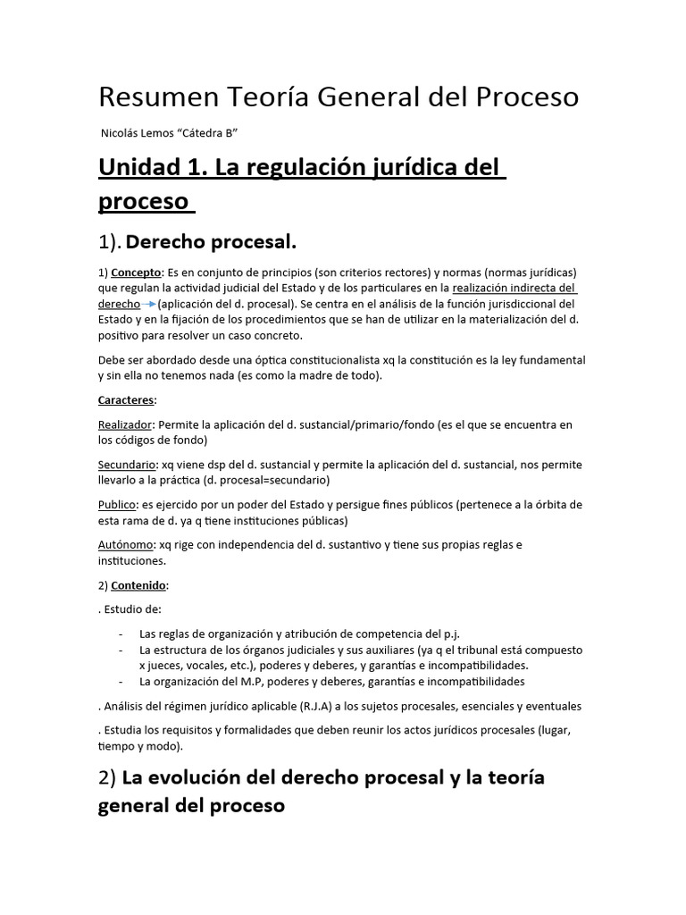 Resumen Teoría General Del Proceso | PDF | Ley procesal | Debido al proceso
