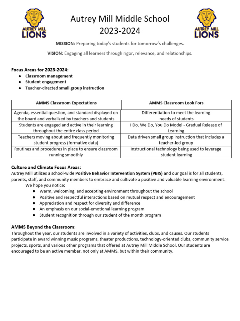 Autrey Mill Middle School One Pager 2023-2024 | PDF Autrey Mill Middle School One Pager 2023-2024 | PDF