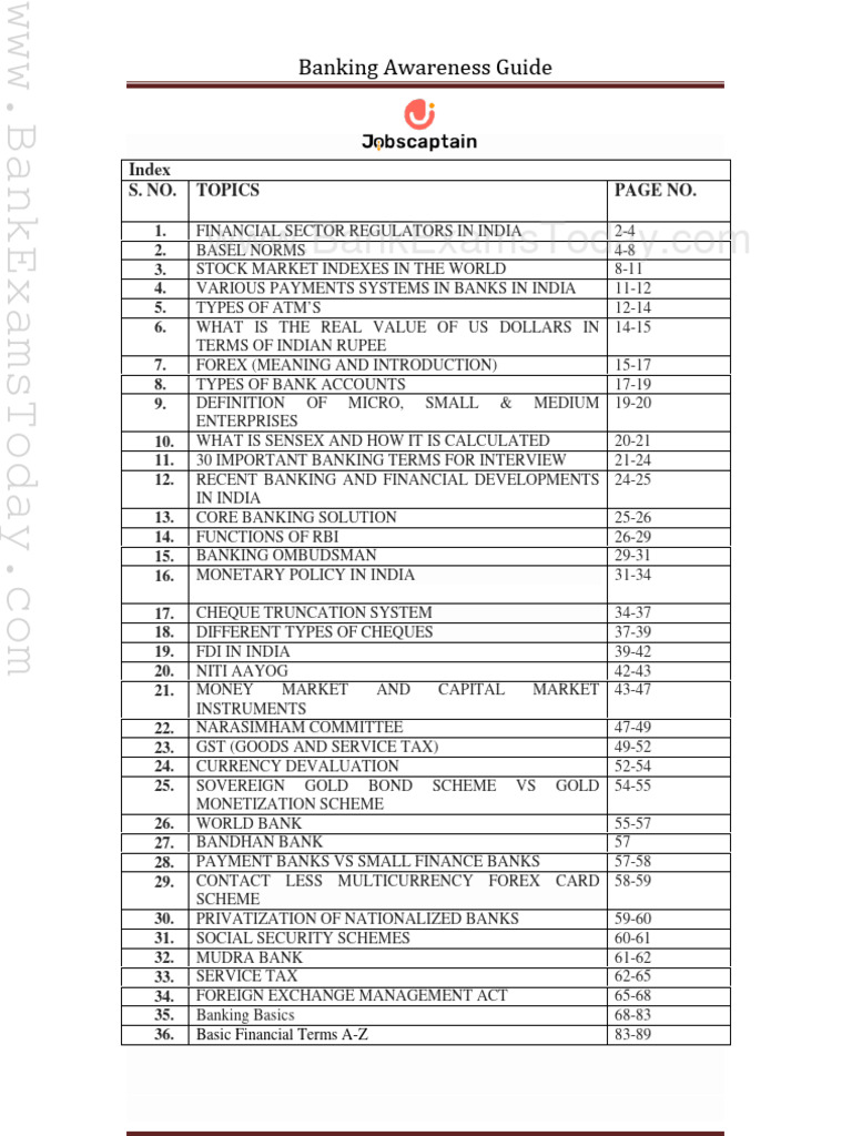 10 Banking Awareness Guide Pdf Foreign Exchange Market Reserve