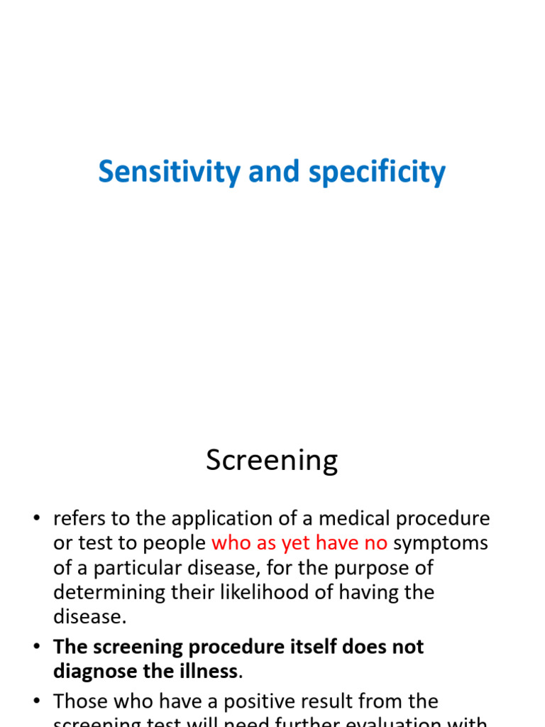 Sensitivity and Specificity | PDF | Sensitivity And Specificity | Clinical Medicine