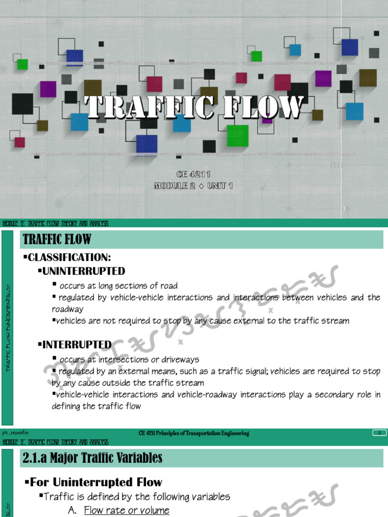 CE 4211 Module 2 Unit 1 Part 1 | PDF | Traffic | Speed