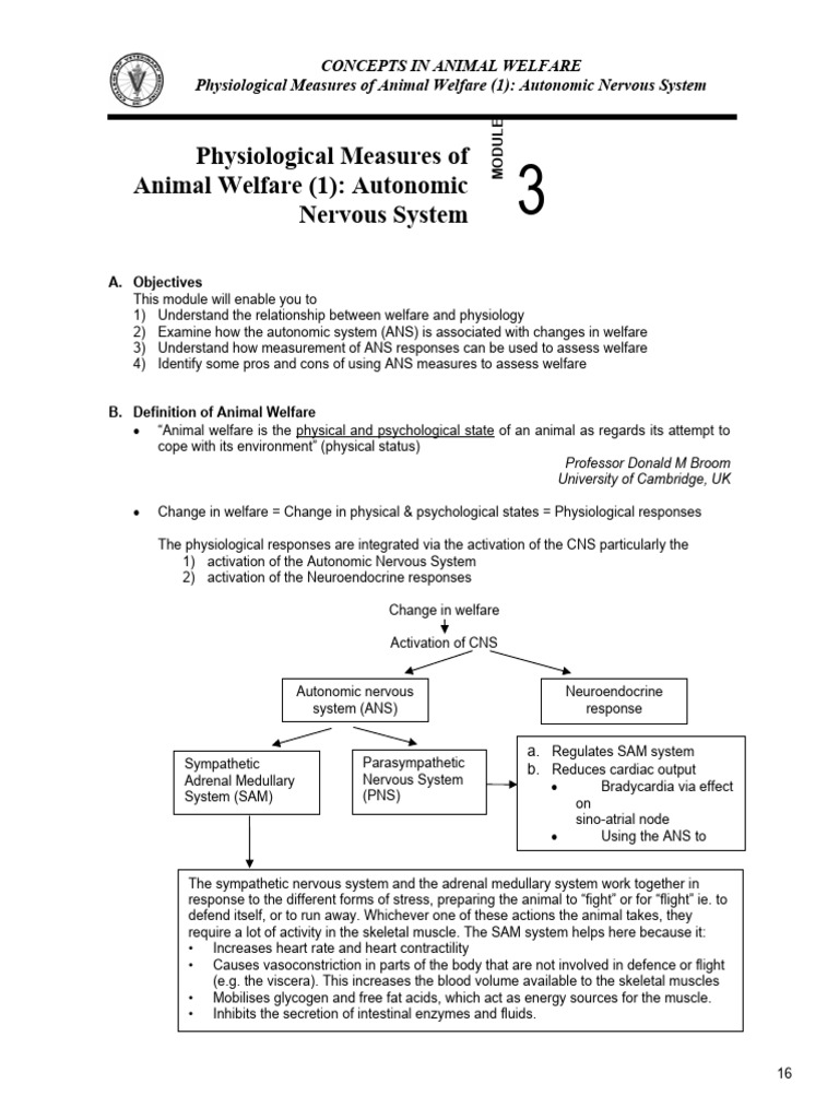 Module 3 Physiological Measures of Animal Welfare (1) Autonomic Nervous System | PDF | Autonomic ...