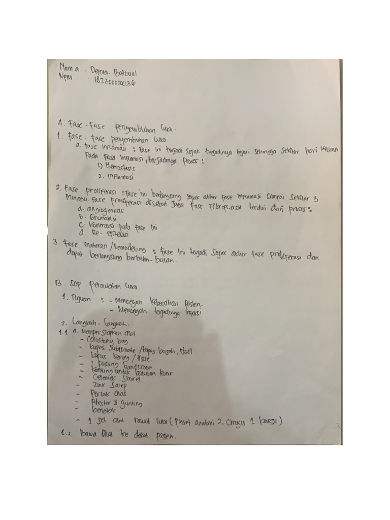 Defota Batbual - Fase Penyembuhan Luka, SOP Perawatan Luka, Anfis | PDF