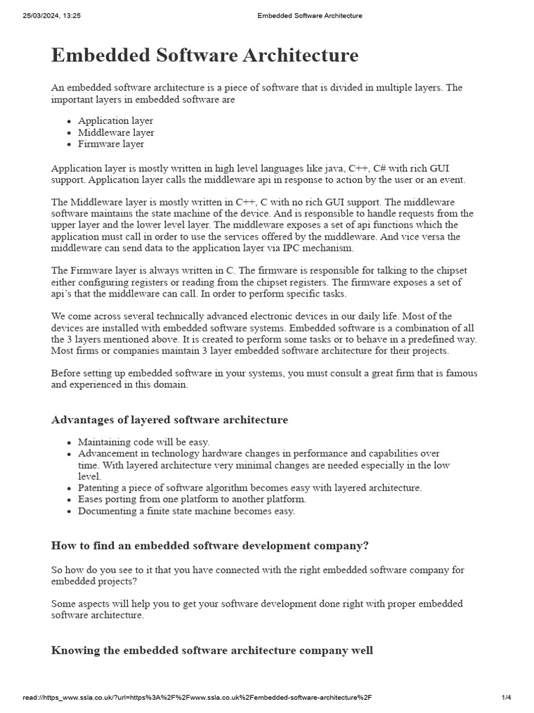Ssla Embedded Software Architecture | PDF | Embedded System | Software