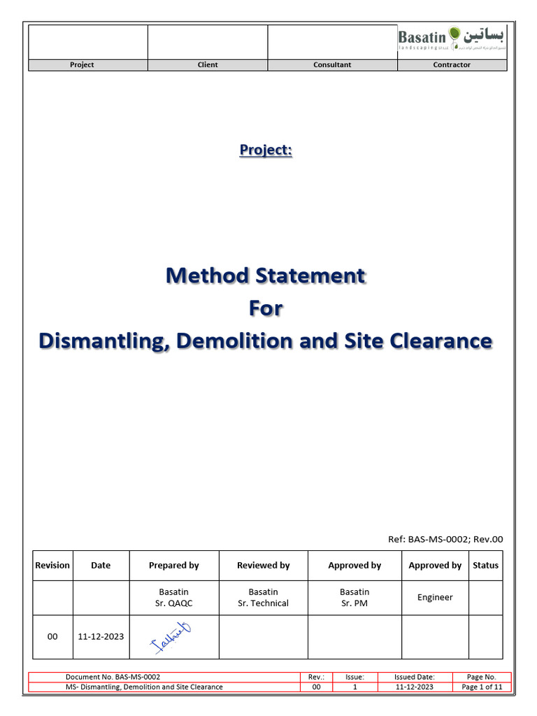 MS-0002 Dismantling, Demolition and Site Clearance | PDF | Safety | Audit