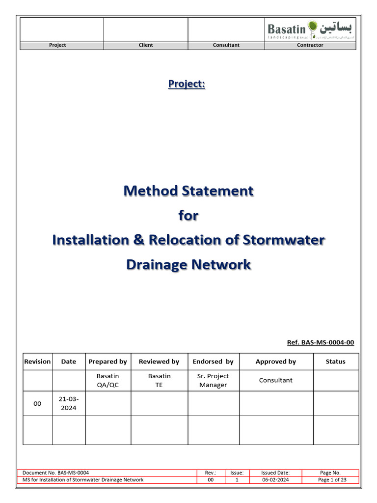 Stormwater Drainage Installation Method | PDF | Safety | Concrete