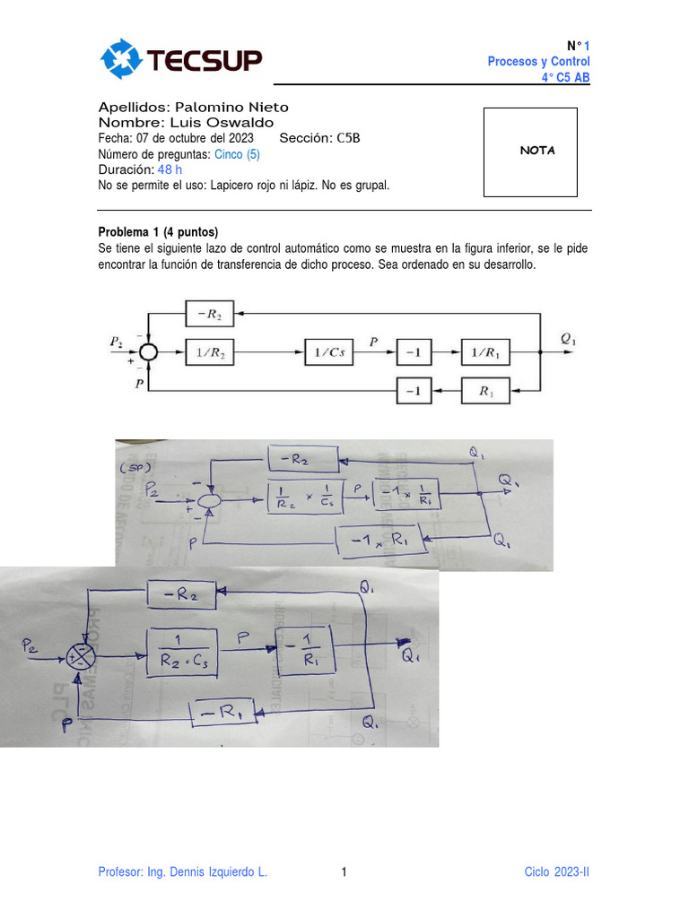 1 Prac Procesos Y Control 4c5 2023 Ii Pdf Timón Ingenieria Eléctrica
