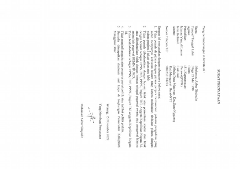 Surat Pernyataaan | PDF