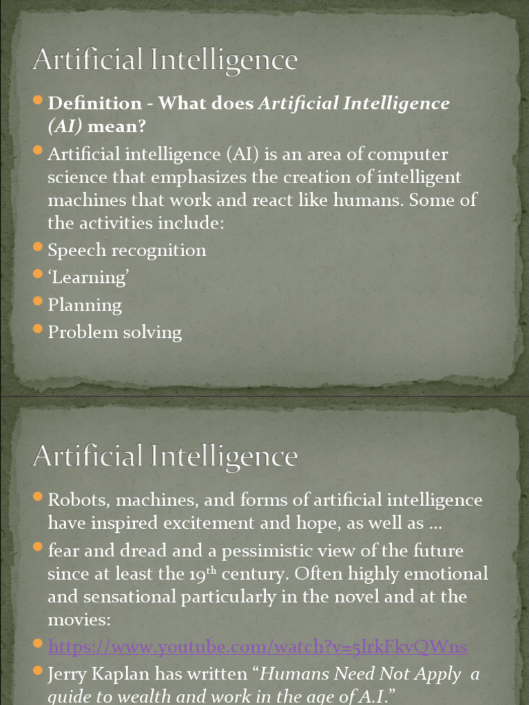 Definition - What Does Artificial Intelligence: (AI) Mean? | PDF ...