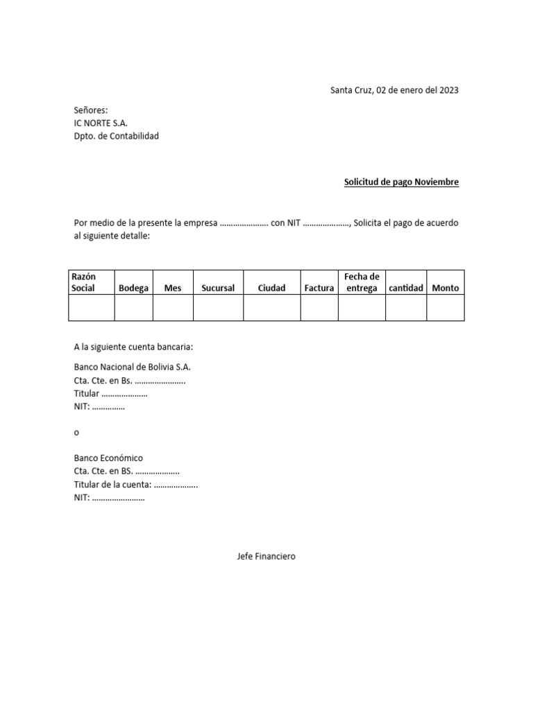 Carta Modelo Programación de Pago | PDF