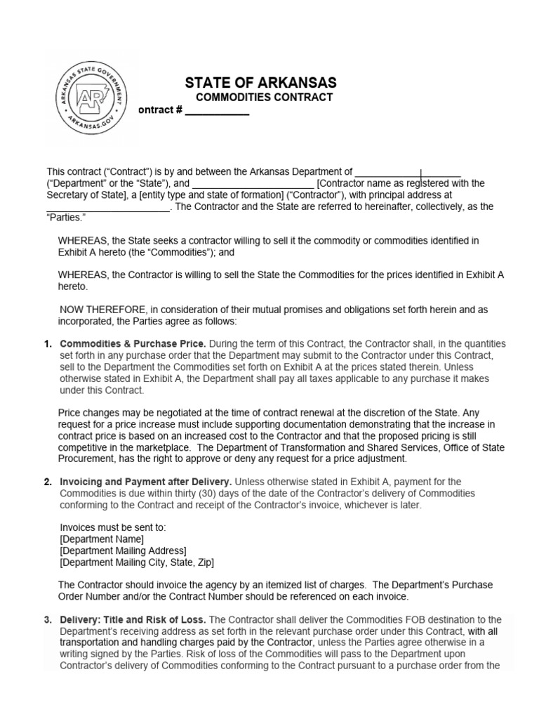 Standard Commodities Contract Template 6.18.20 | PDF