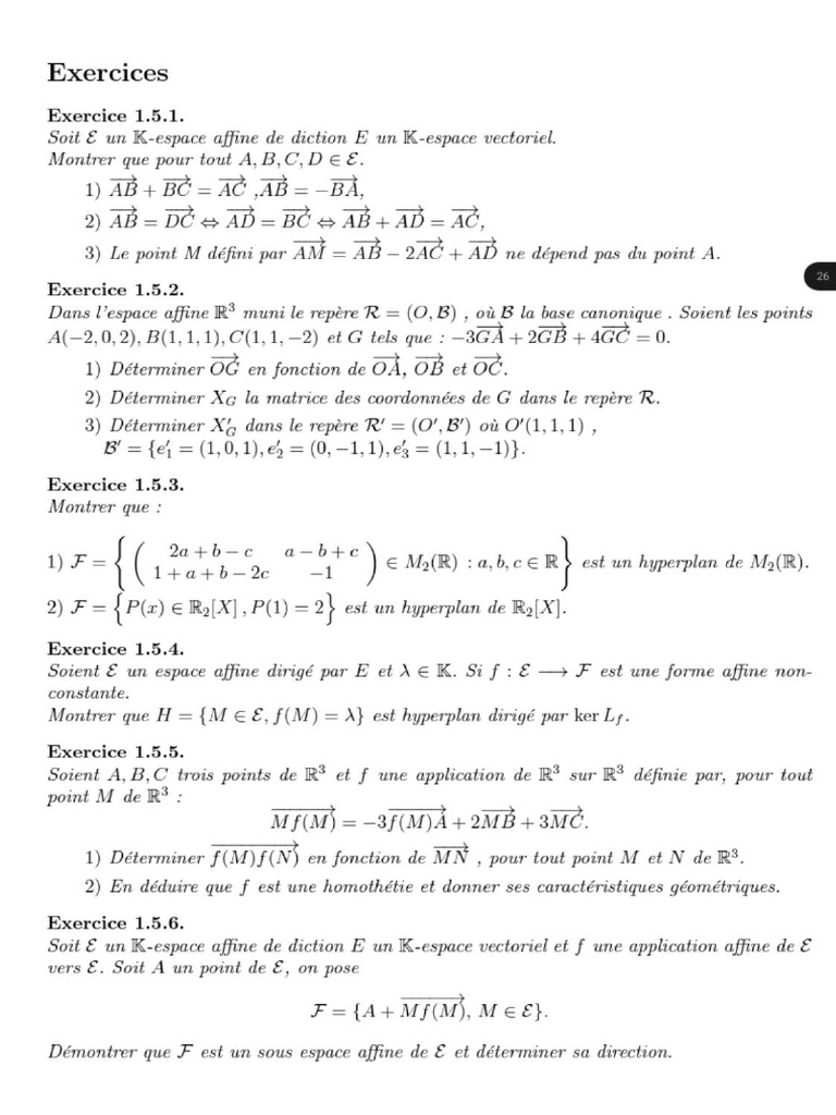 TD Espaces Affines | PDF